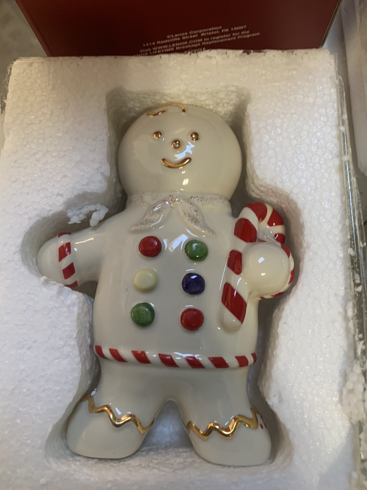 Lenox Gingerbread Christmas Boy Figurine W/ Candy Cane 7.25"h #849924 ...