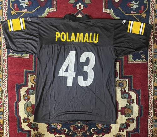 Pittsburgh Steelers Jersey Men L Black Yellow Troy Polamalu Reebok NFL ...