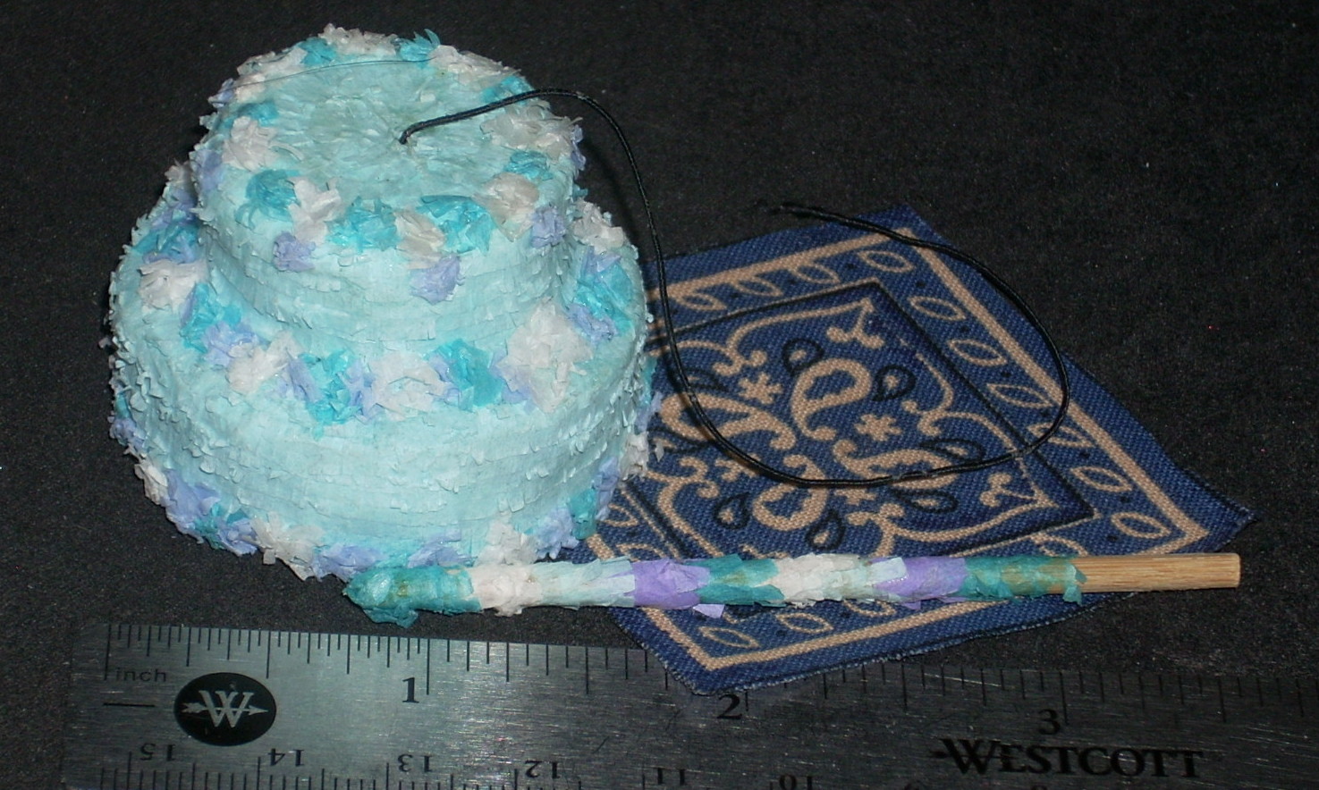 1:12 Miniature Light Blue White Party Cake Pastel Pinata Bandana Polo ...