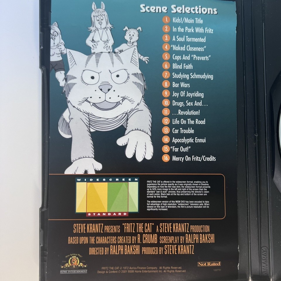 FRITZ the CAT (1972) Ralph Bakshi ANIMATED Cartoon DVD With Insert ...