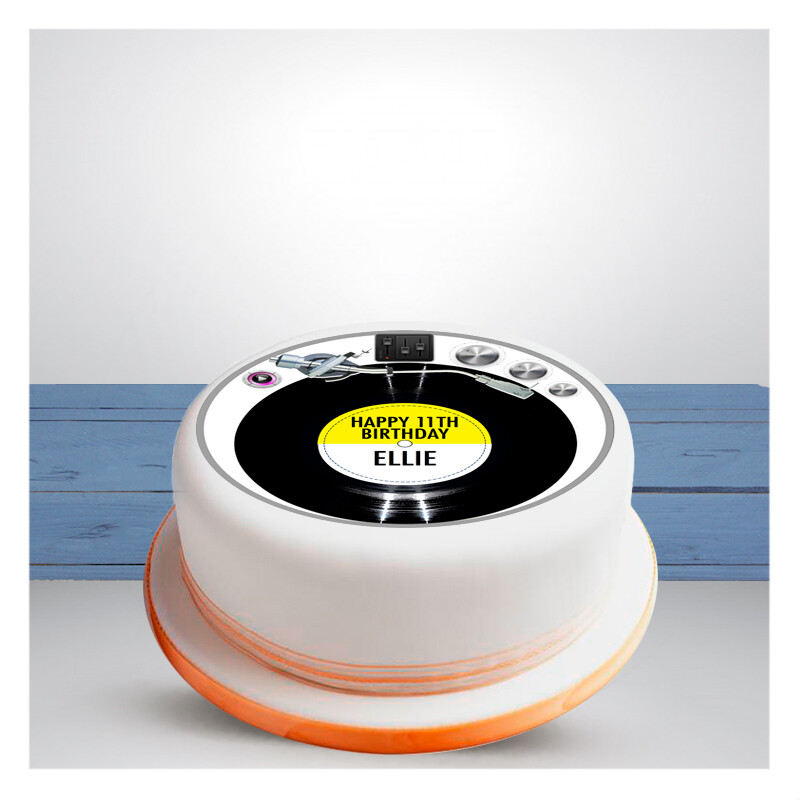 7.5" Personalised Edible Icing Cake Topper Toppers Round Dj Turntable ...