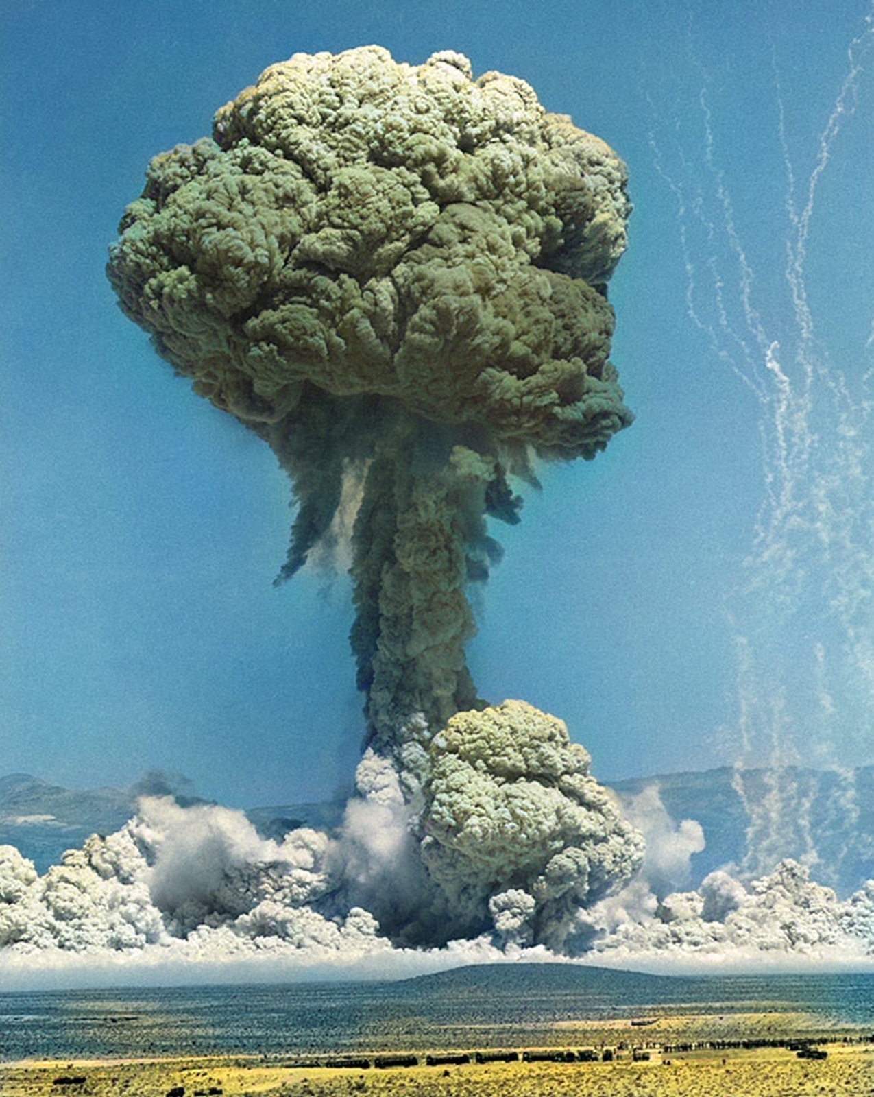ATOMIC BOMB TESTING AT NEVADA TEST SITE Color Tinted Photo (199-H) | eBay