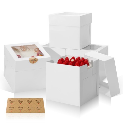 15Pcs 8x8x8 Inches Cake Boxes, Square Bakery Boxes with Window, Cajas ...