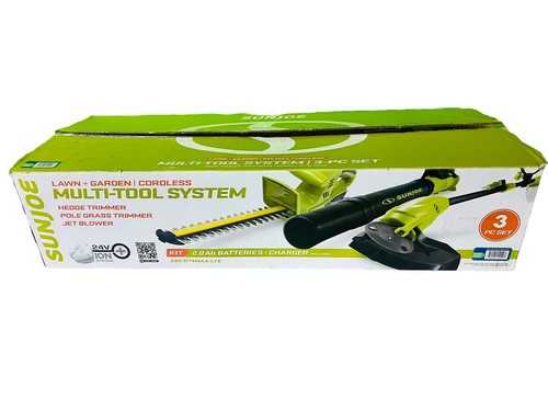 Sun Joe 24V Cordless 3-Tool Garden Combo Kit Hedger Trimmer & Leaf ...