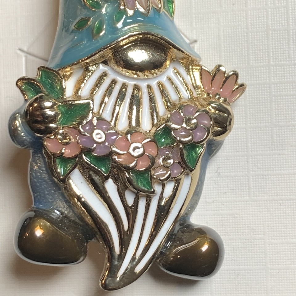 Napier Spring Easter Gnome Brooch Pin NEW Gold Tone w Gift Box Enamel ...