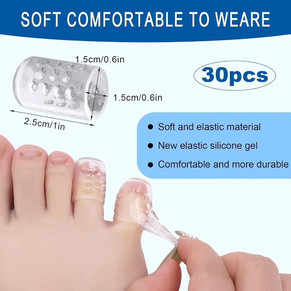 30Pcs Gel Toe Protectors - Silicone Breathable Toe Caps, Toe Cushion ...