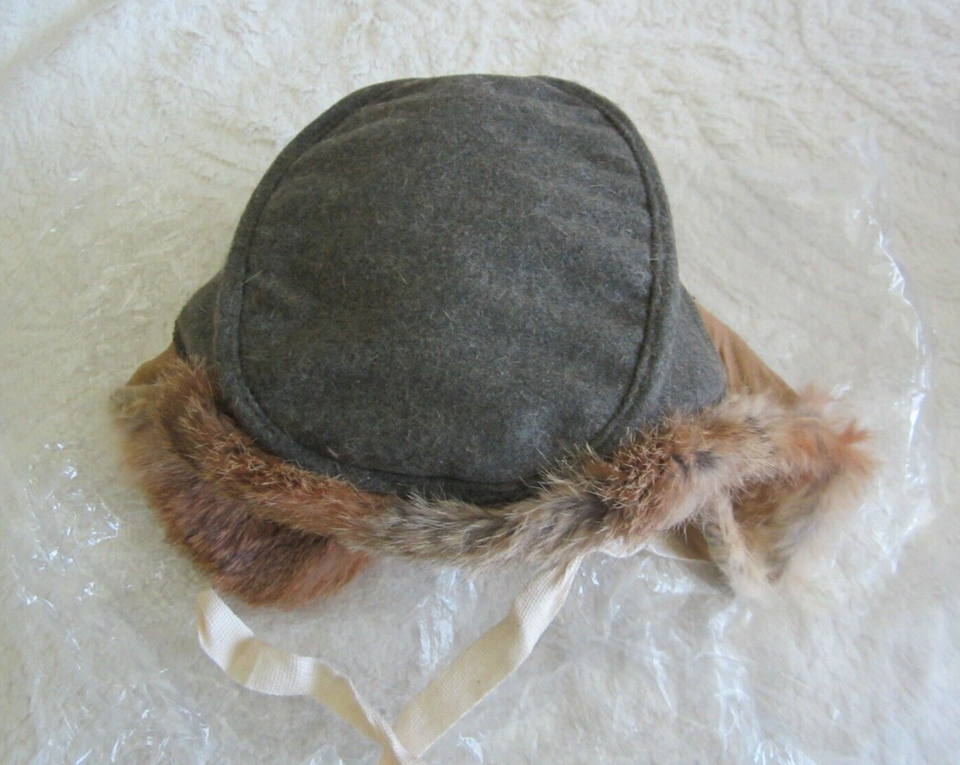 WW2 German Winter Fur Cap Real Rabbit Fur And Wool Replica | eBay