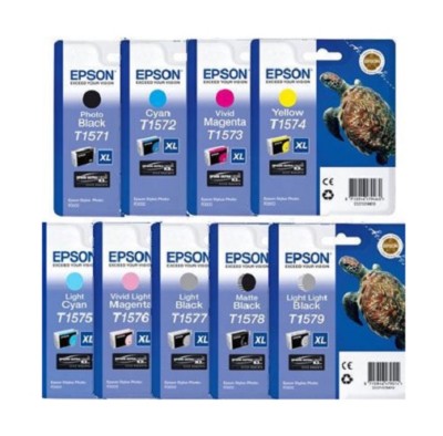 9 X Original Ink Epson Stylus Photo R3000/T1571 T1572 T1573 -T1579 Ink ...