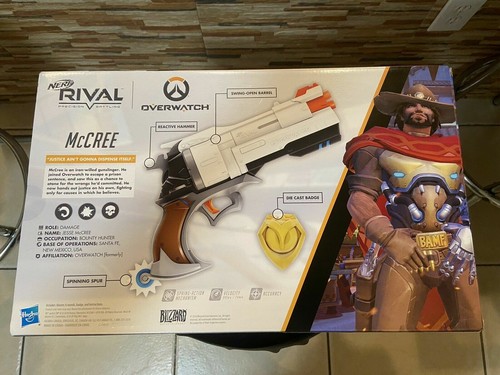 Overwatch McCree Nerf Rival Blaster w/Die Cast Badge and 6 Nerf Rival ...