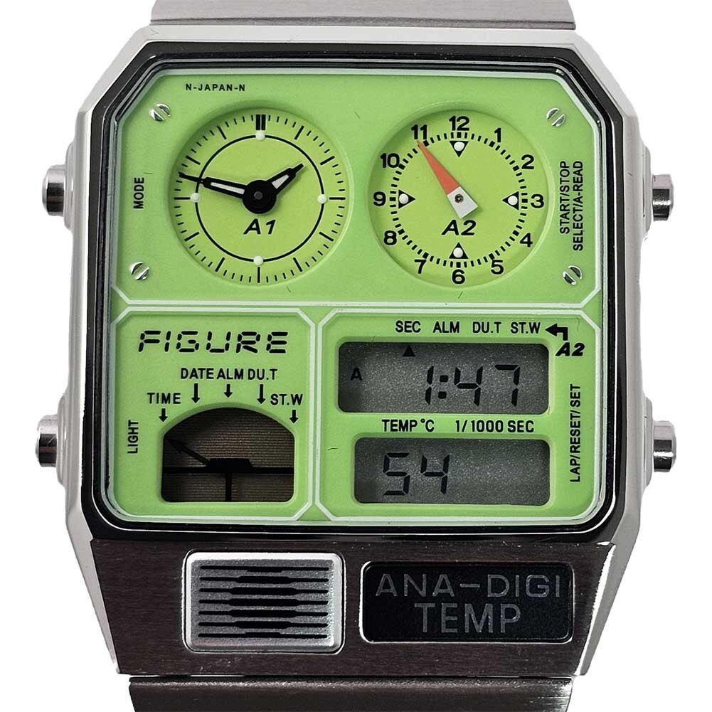 CITIZEN ANA DIGI TEMP WATCH green silver Japan TICTAC Limited edition ...