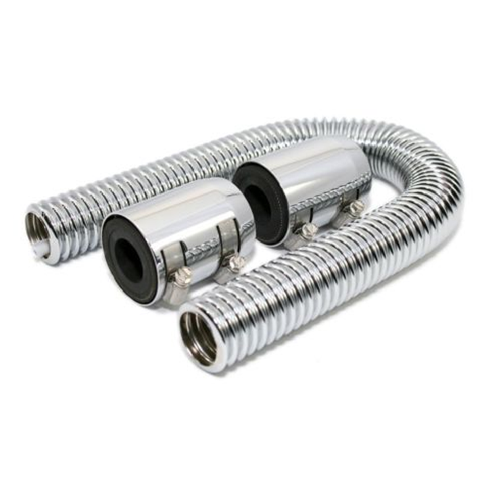Chrome 24" Stainless Steel Radiator Flexible Coolant Water Hose Kit ...