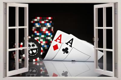 Poker Texas Hold'em Aces Chips 3D Window Decal Wall Sticker Decor Art ...