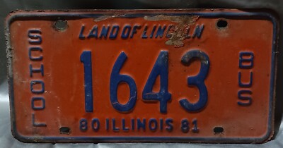 Illinois 1980/81 School Bus Single License Plate- 1643 | eBay