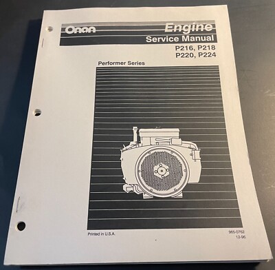 1997 ONAN ENGINES P216, P218, P22, P224 PERFORMANCE SERIES SERVICE ...
