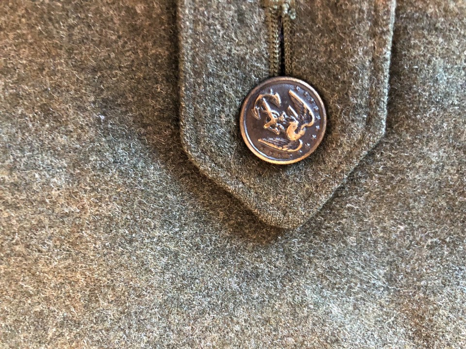 Vintage US Navy Surplus Mens Size 38 Green Wool Coat Jacket Embroidered ...