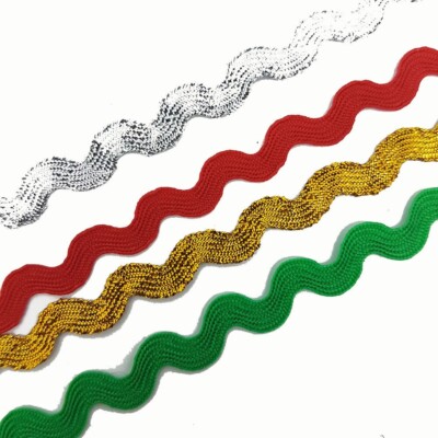 Christmas Ric Rac Trim Trimming Lace Decoration 5mm Gold Silver Green ...