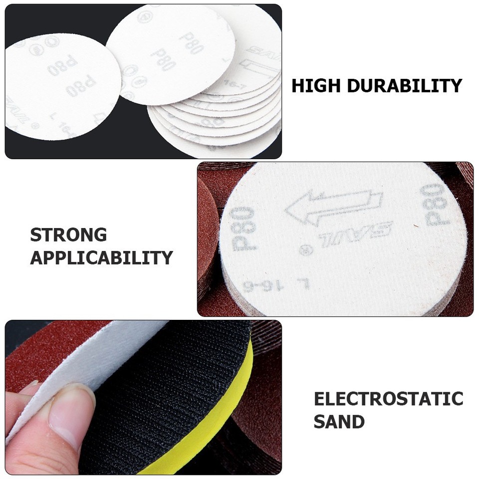100 Pcs Round Wood Sandpapers Flocking Grinding Discs Polishing Sheets ...