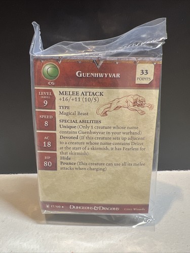 Guenhwyvar - Promo (Drizzt D&D Mini) & Underdark (17/60) Stat card Gen ...