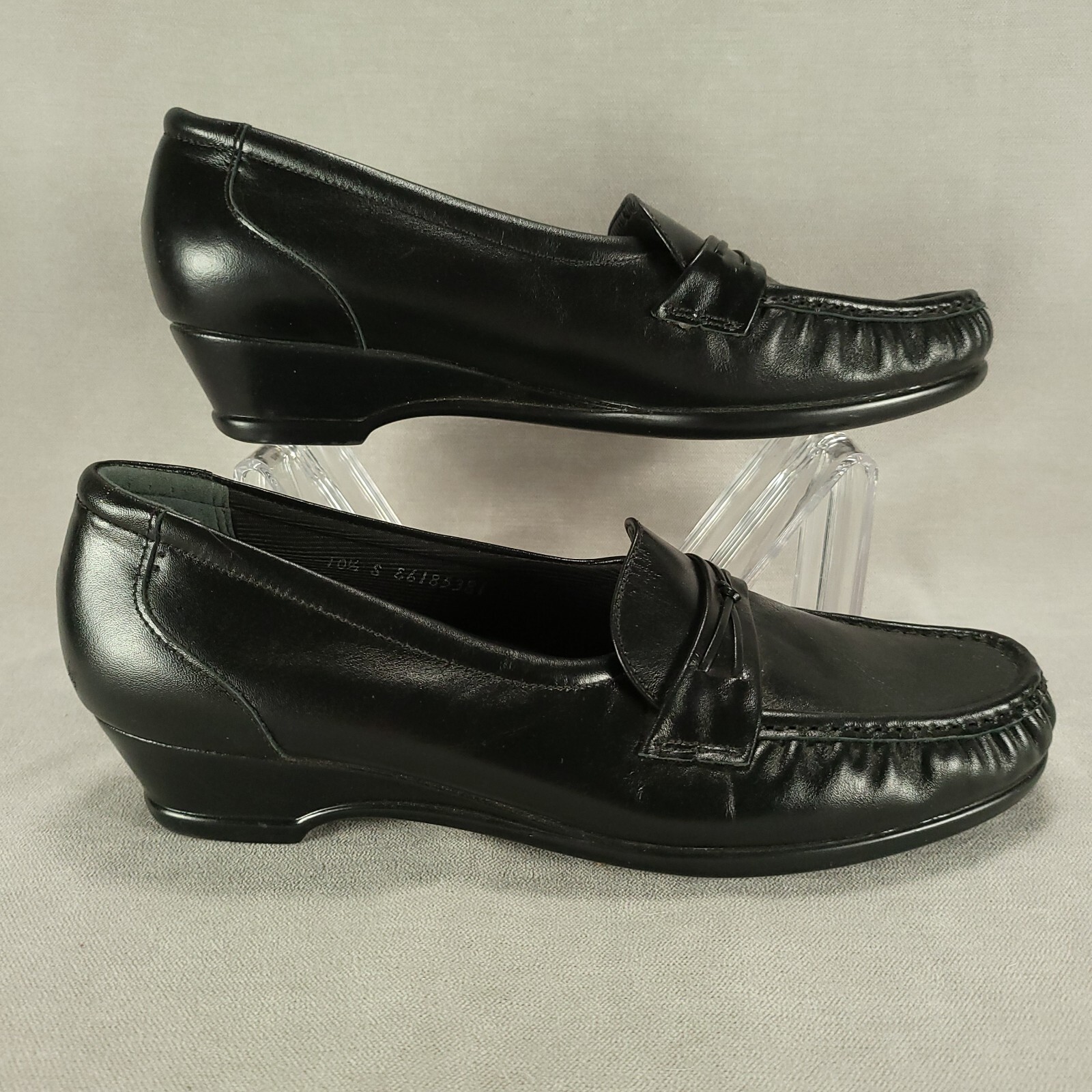 Womens SAS Shoes Size 10.5 Black Leather Tripad Comfort Slip On Wedge ...