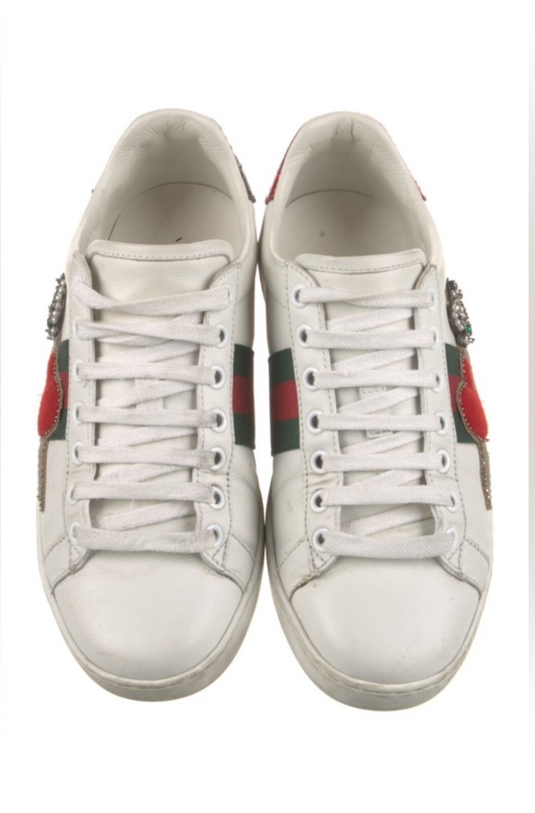 GUCCI Ace Women’s Gucci Crystal Embellished White Leather Low Top ...