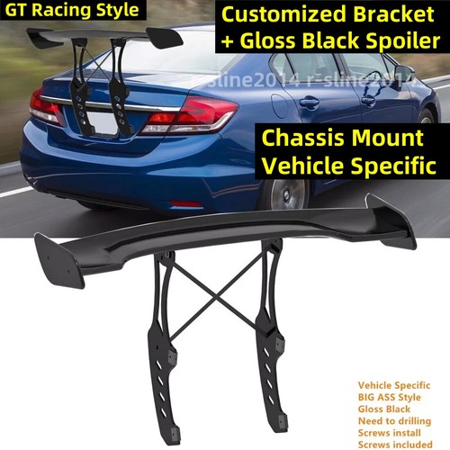 Glossy GT Spoiler + Customized Bracket Chassis Mount For Honda Civic ...