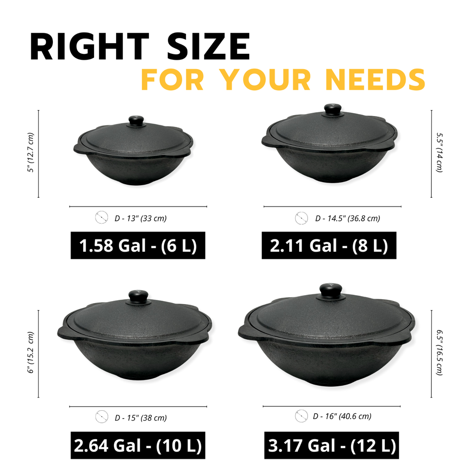 8 L Cast Iron Kazan Cauldron Pilaf Lagman Uzbek Namangan Kazan Чугунный ...