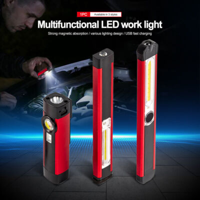 USB Rechargeable LED COB Work Light Mechanic Flashlight Magnetic Base ...