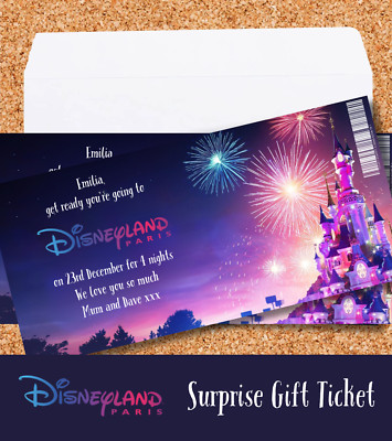 PERSONALISED DISNEY SURPRISE WE ARE GOING DISNEYLAND TICKET GIFT ...