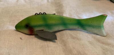 Fish Decoy Perch Bass Decoy Rare Folk Art Carved c1930 Hunting Ice ...