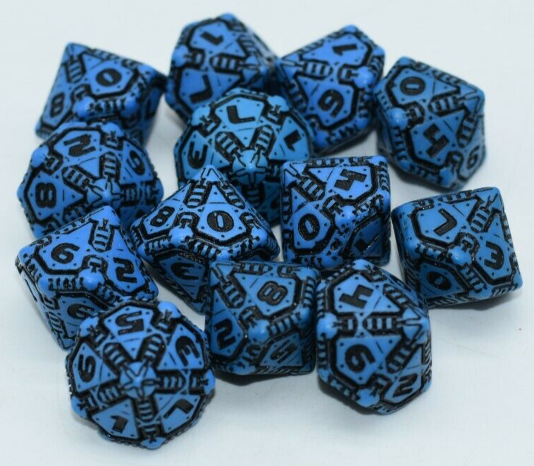 Q Workshop Tech Dice Set, Blue and Black D10 (13 PIECE LOT) FAST SHIP ...