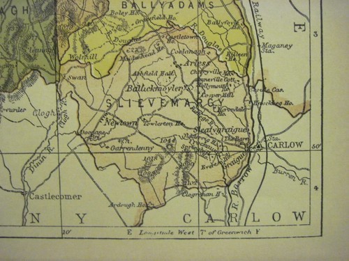 Irish Map QUEEN'S COUNTY LAOIS Ireland Portarlington Color PW Joyce ...