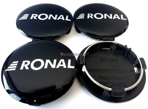 4x Original Ronal 64mm 60mm Nabendeckel Nabenkappe Schwarz Hochglanz ...
