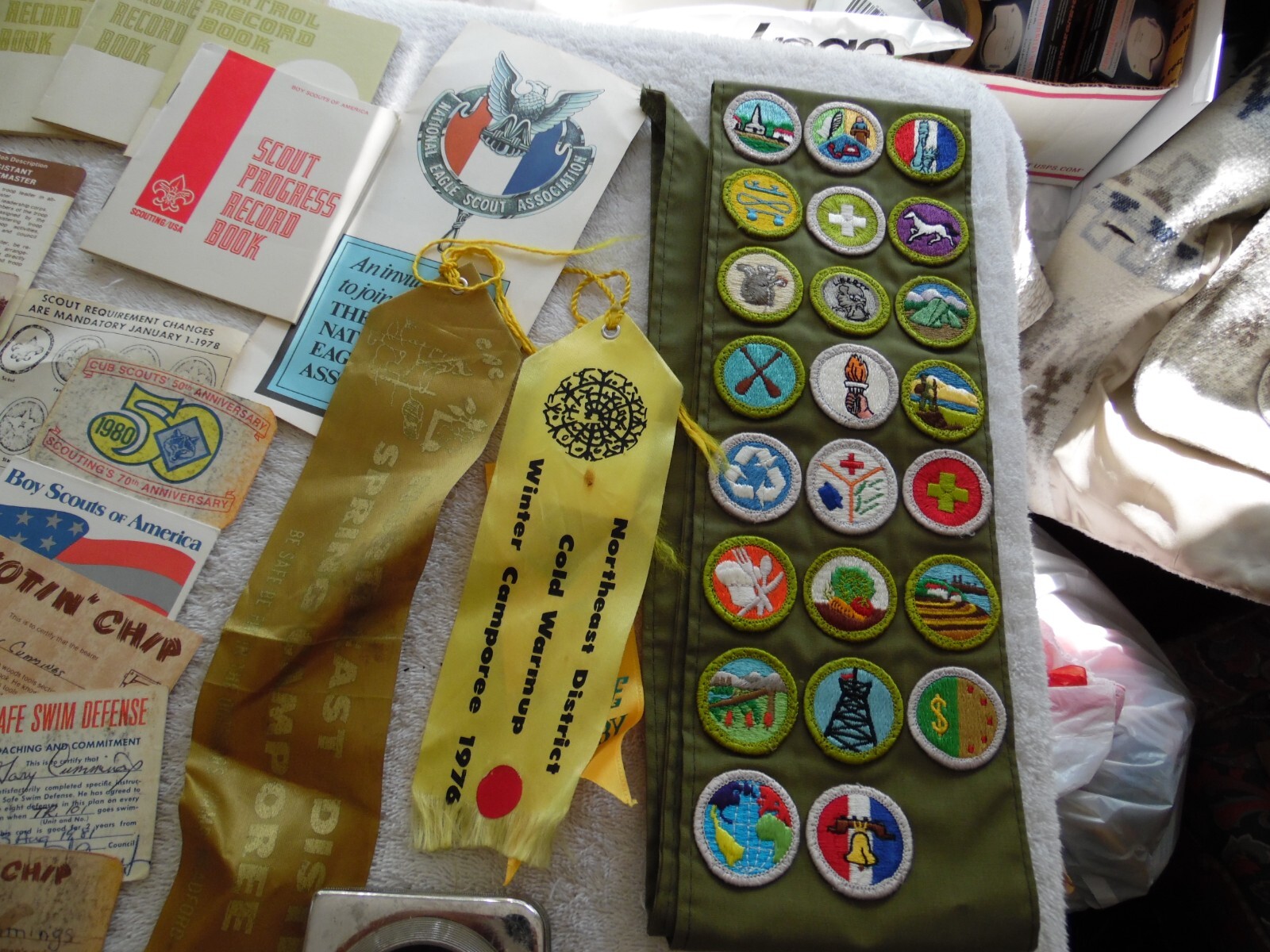 Lot of Vintage BSA Boy Scouts Sash With Merit Badges Patches Award ...