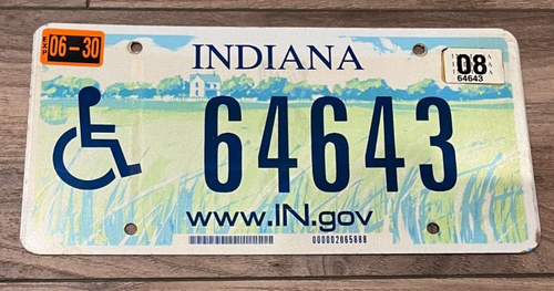 INDIANA, Handicap License Plate # 64643 (2008 Sticker) | eBay