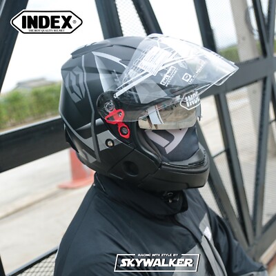 Motorcycle helmet INDEX TESLA I-SHIELD:BLACK (MATTE) | eBay