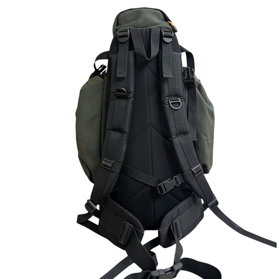 Jansport GreenCanvas Hiking Backpack Zipper VTG MADE IN KOREA Leather ...