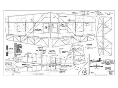 3-D F4F Wildcat 48" WS RC Radio Control Model Airplane Printed Plans ...
