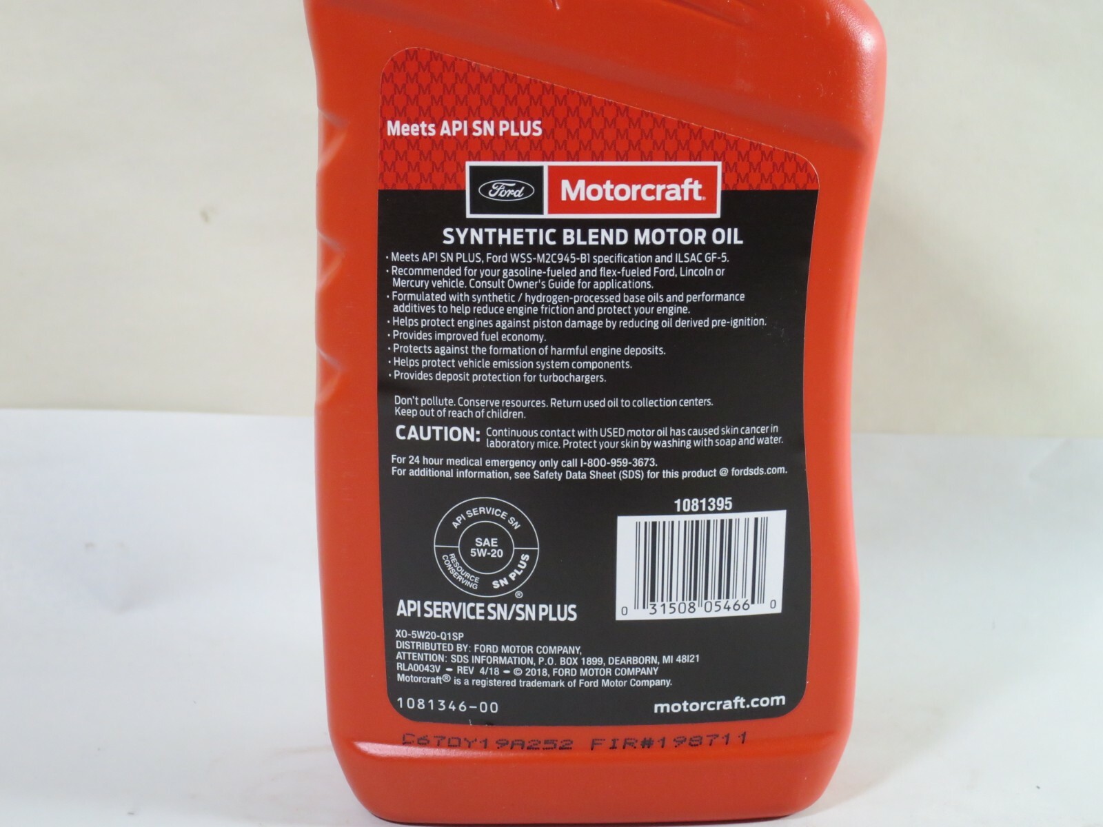 Motorcraft XO-5W20-Q1SP SAE 5W-20 Synthetic Blend Motor Oil 1 Quart | eBay
