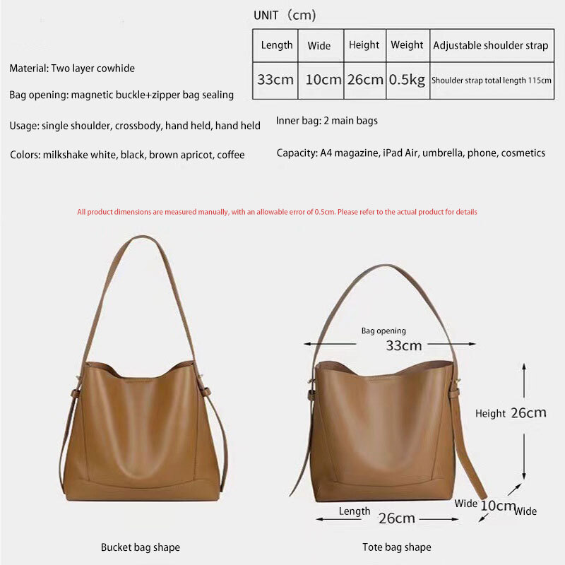 Large Capacity Crossbody PU Leather Single Bag Bucket Shoulder Bag ...