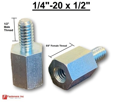 1/4"-20 x 1/2" Hex Standoff Zinc Plated #4675-2520-S-12 5/8"L Female ...