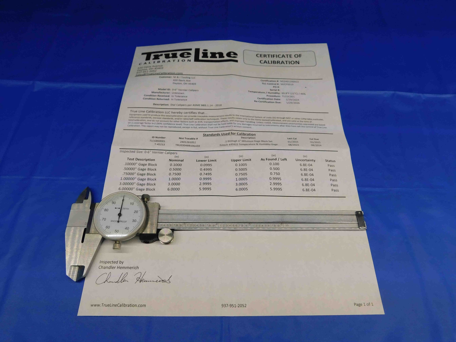 CALIBRATED 0-6" INSIDE / OUTSIDE VERNIER CALIPERS (.001") SHOCK PROOF ...