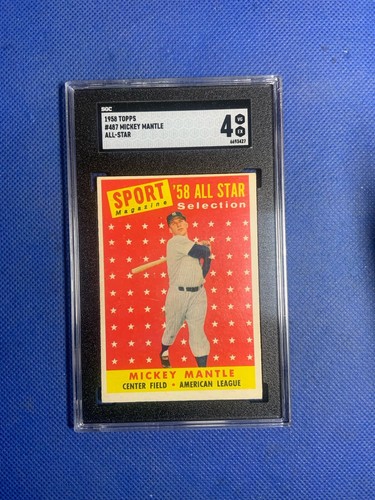 1958 Topps #487 Mickey Mantle All-Star Baseball Card SGC 4 VG-EX ...