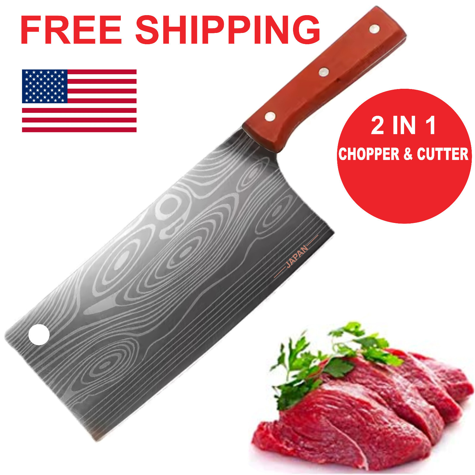 Stainless Steel Asian Kitchen Knife Butcher Chef Damascus Cleaver ...