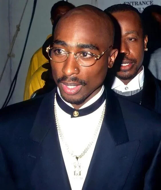 Tupac Gaultier Inspired Eyeglasses Metal Round Frames Side Details ...