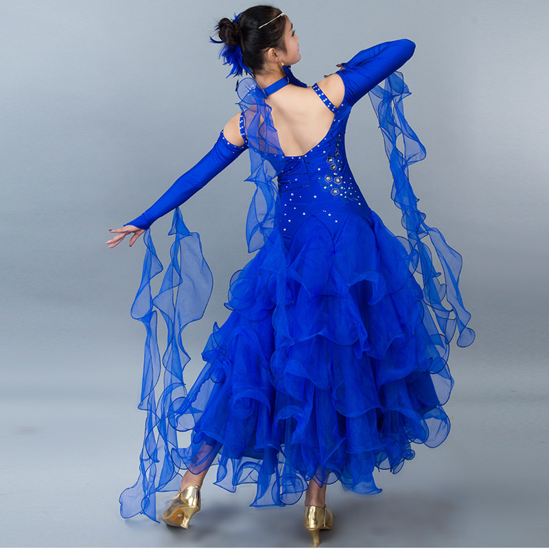 NEW Latin Ballroom Dance Dress Modern Salsa Waltz Standard Long Dress# ...