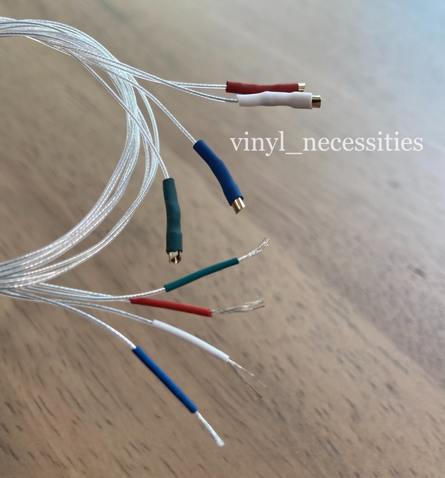 Tonearm Wire Set 30AWG HiFi 5N Pure Silver 1.2 gold terminal 400mm/15 ...
