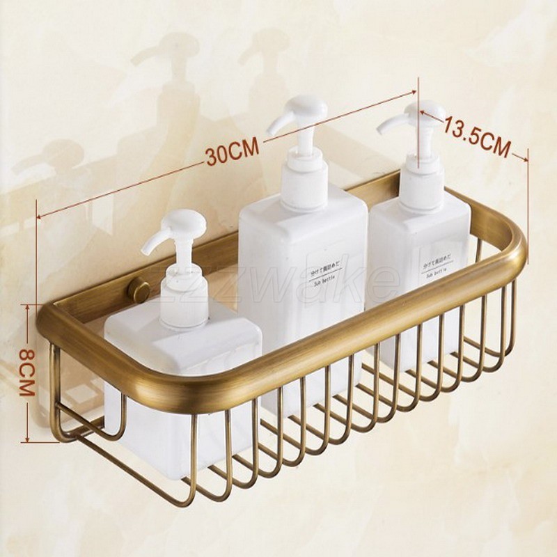 Antique Brass 300mm Bath Sundries holder soap shampoo shower basket ...