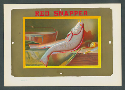 Vintage Fishing Red Snapper Fish on Original Antique Cigar Box Label ...