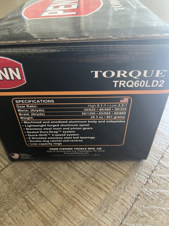 Penn Torque TRQ60LD2 2-Speed Lever Drag Conventional Fishing Reel | eBay
