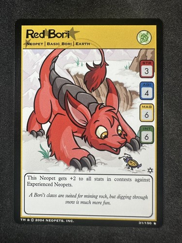 Neopets TCG 31/150 Red Bori Hannah and the Ice Caves Basic Non Holo ...